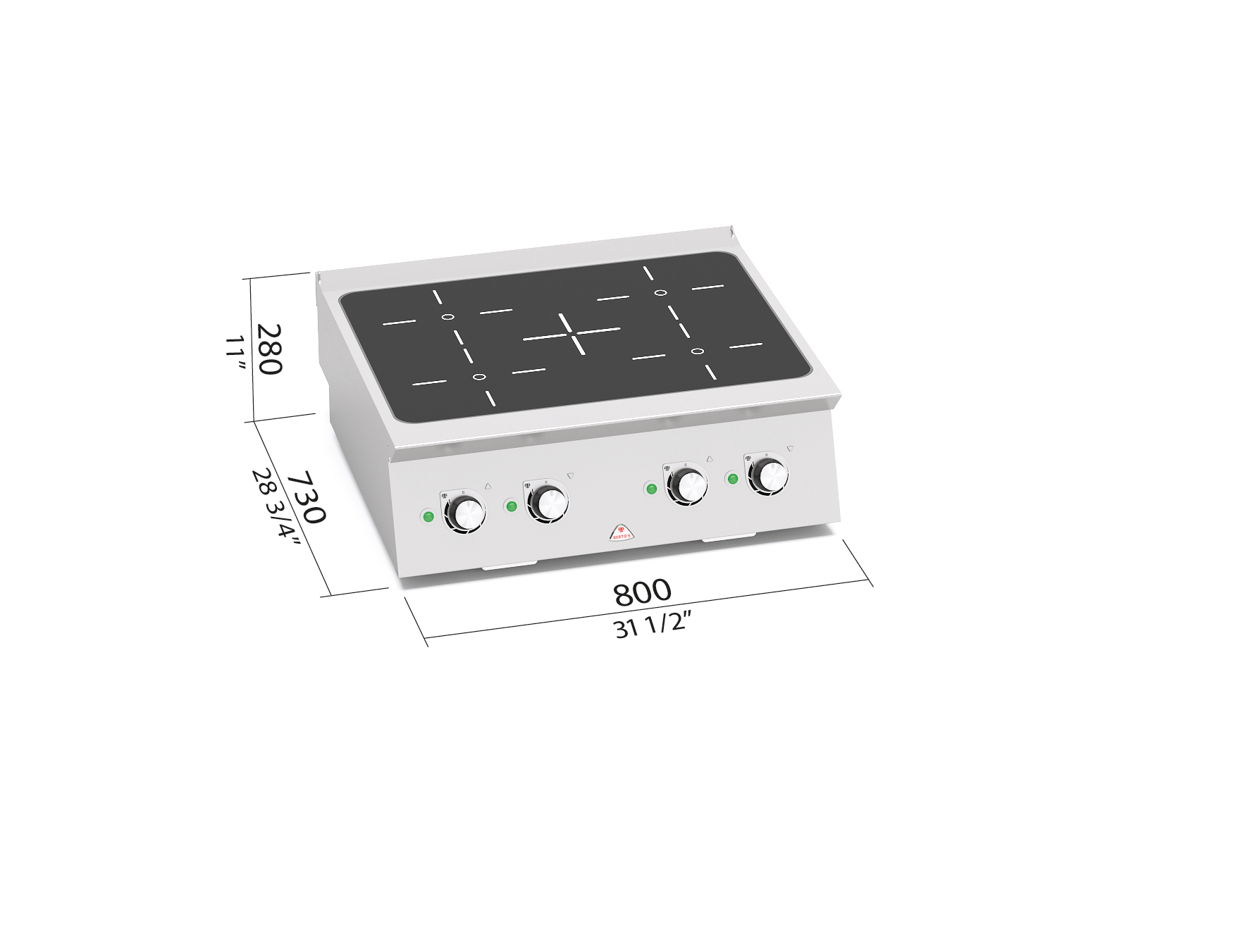 4-ZONES INDUCTION COOKER - 07736700 - Commercial kitchens | Berto's