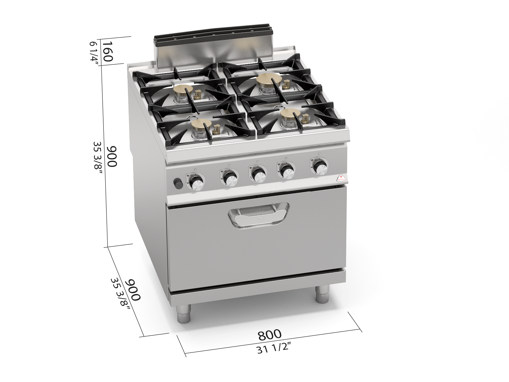 4-BURNERS GAS COOKER ON 2/1 GN GAS OVEN - 13718200 - Commercial ...
