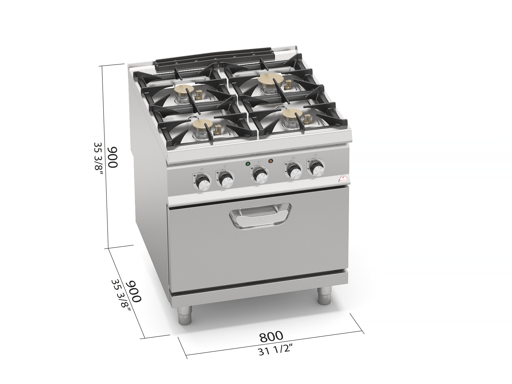 4-BURNERS GAS COOKER ON 1/1 GN ELECTRIC OVEN - 13718500 - Commercial ...