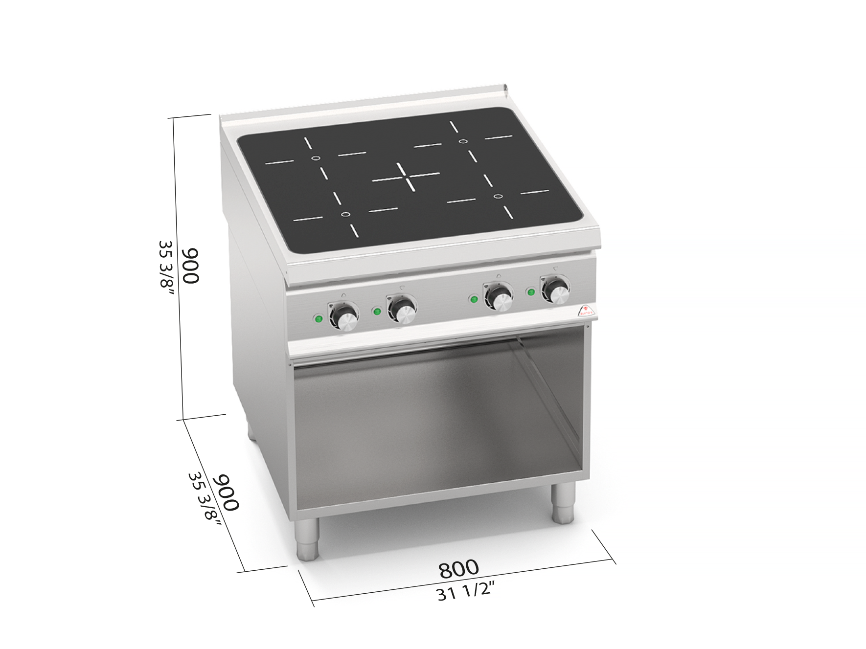 4-ZONE INDUCTION TOP ON CABINET - 13736200 - Commercial kitchens | Berto's