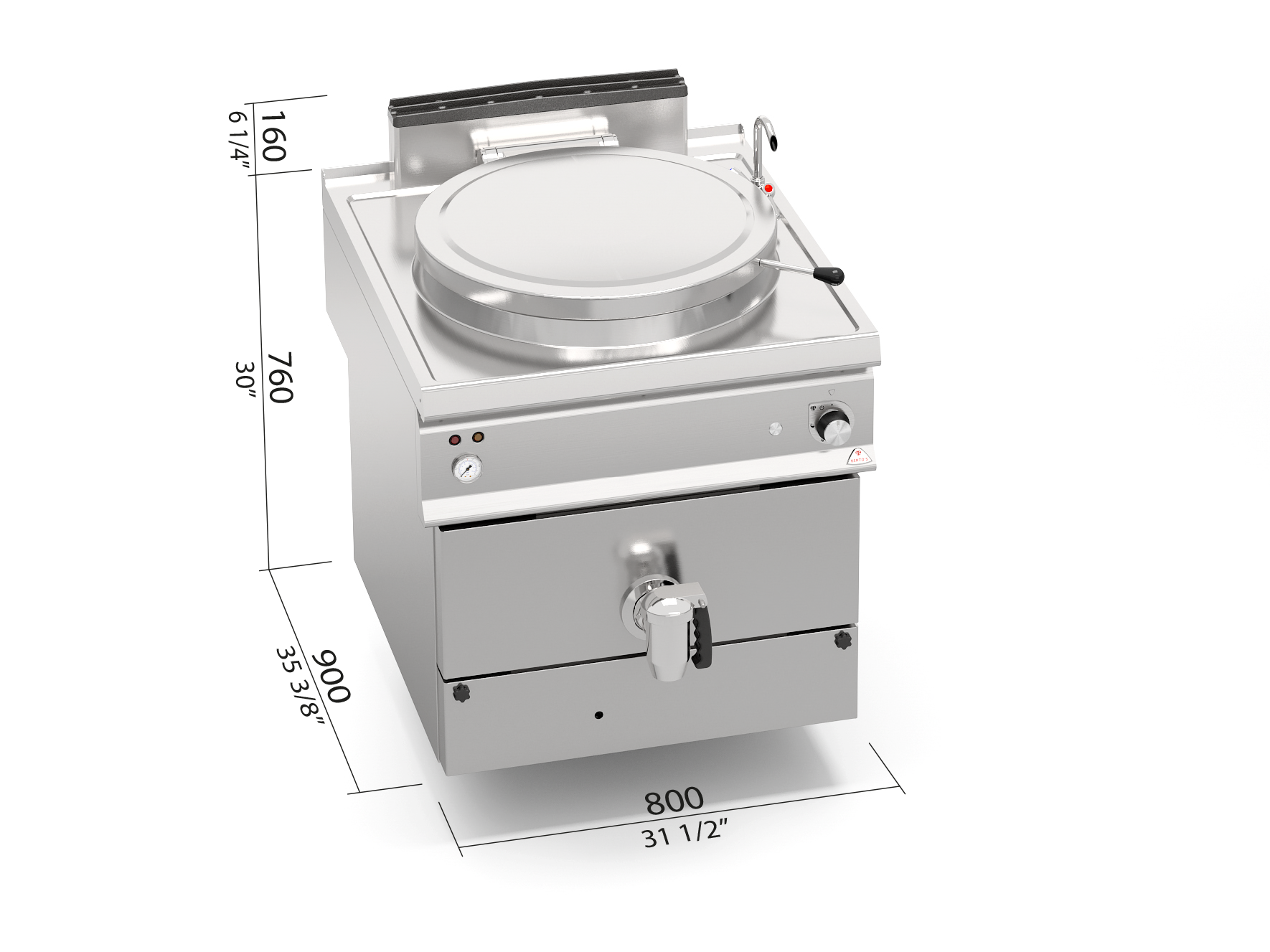 150 LITERS GAS BOILING PAN - INDIRECT HEATING - 13841103 - Commercial ...