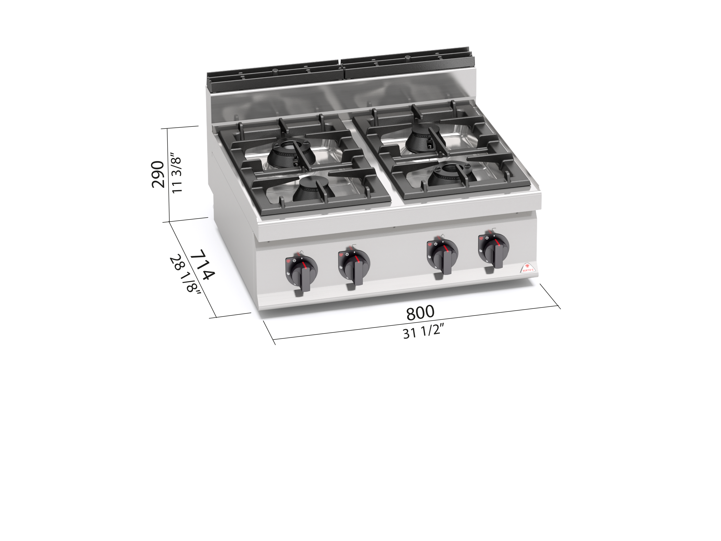 4-BURNER GAS STOVE - 18702000 - Commercial kitchens | Berto's