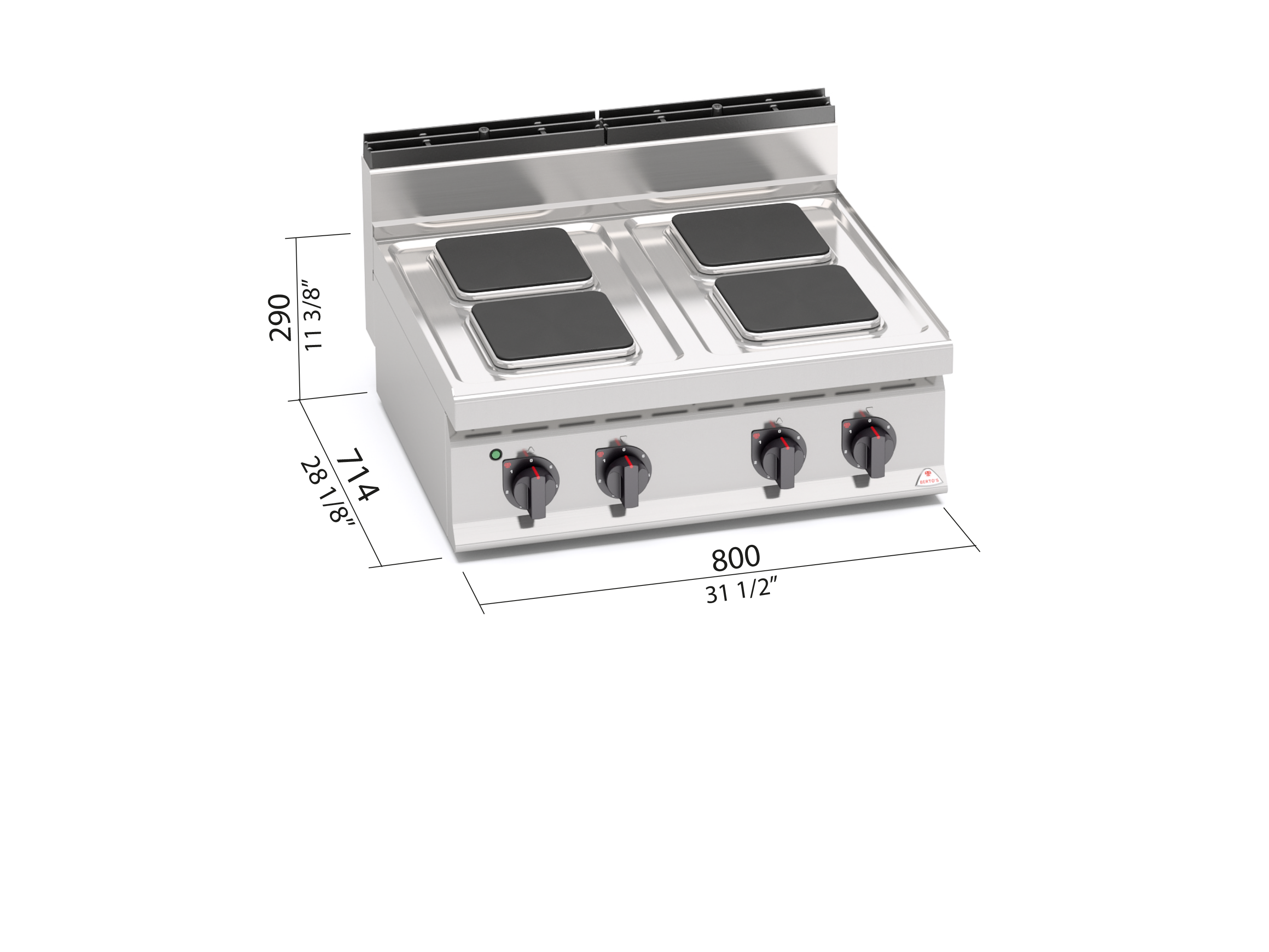 4 SQUARE PLATE ELECTRIC STOVE - 18722100 - Commercial kitchens | Berto's