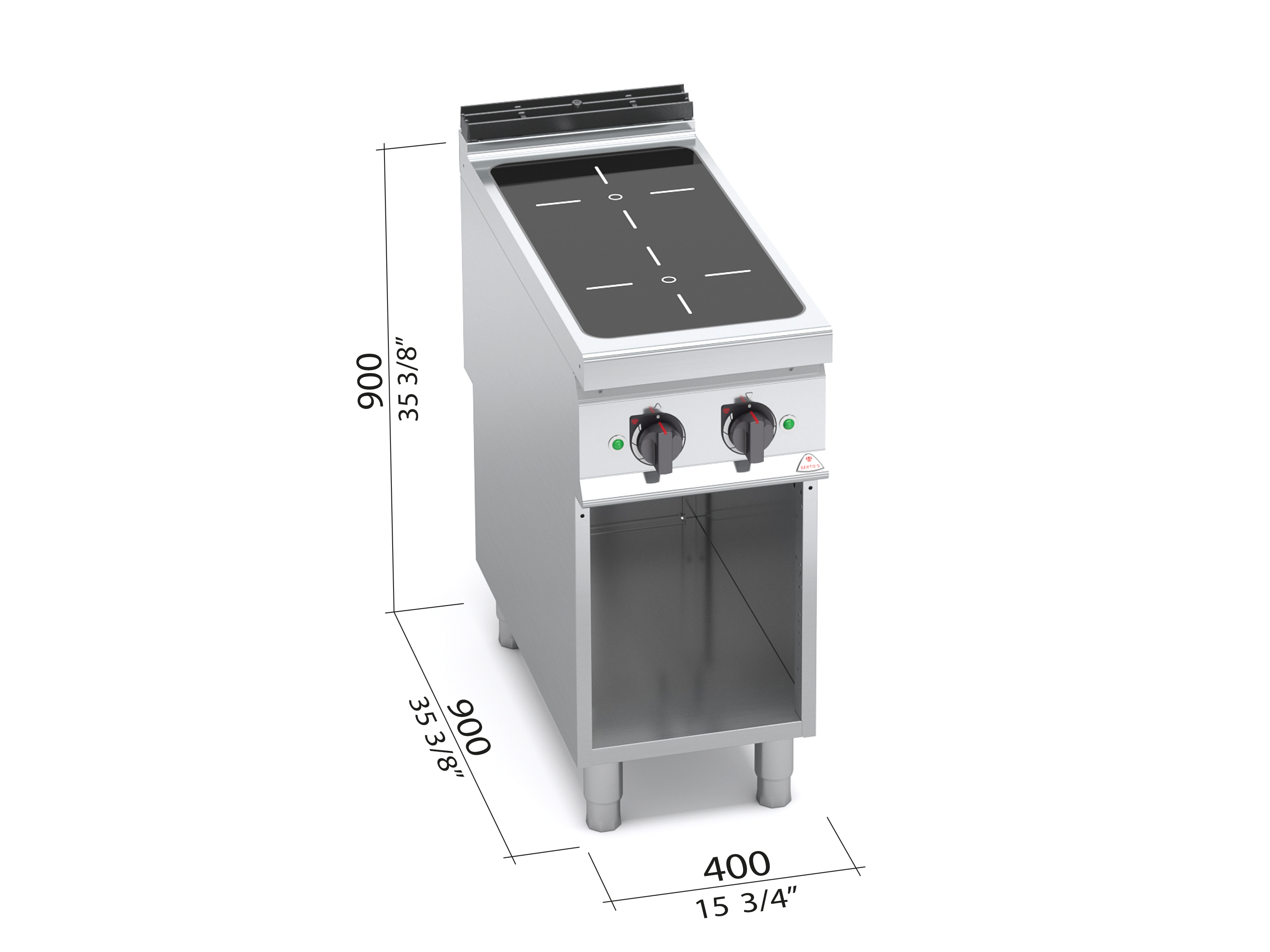 2-ZONE INDUCTION TOP ON CABINET - 20736000 - Commercial kitchens | Berto's