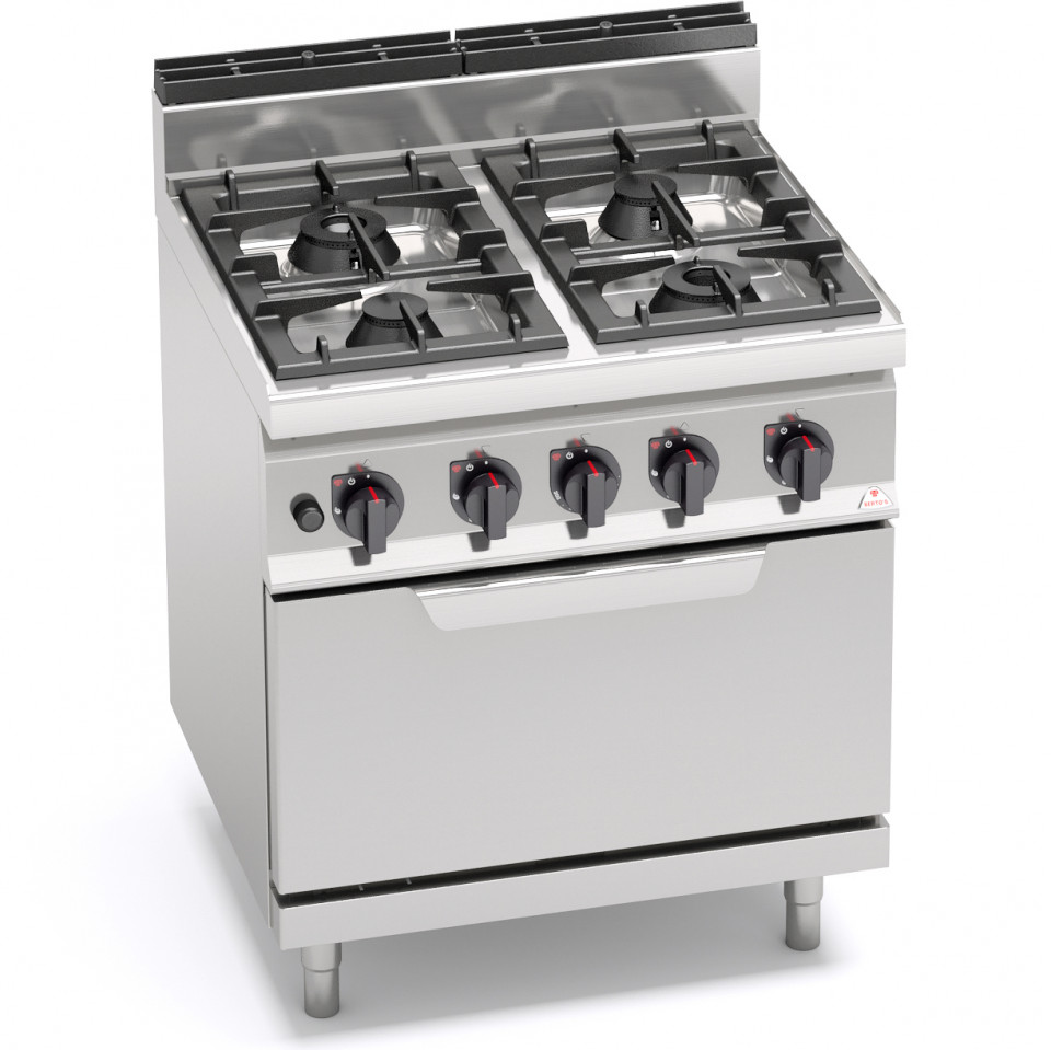 4-BURNER STOVE WITH 2/1 GAS OVEN - 18704000 - Commercial kitchens | Berto's