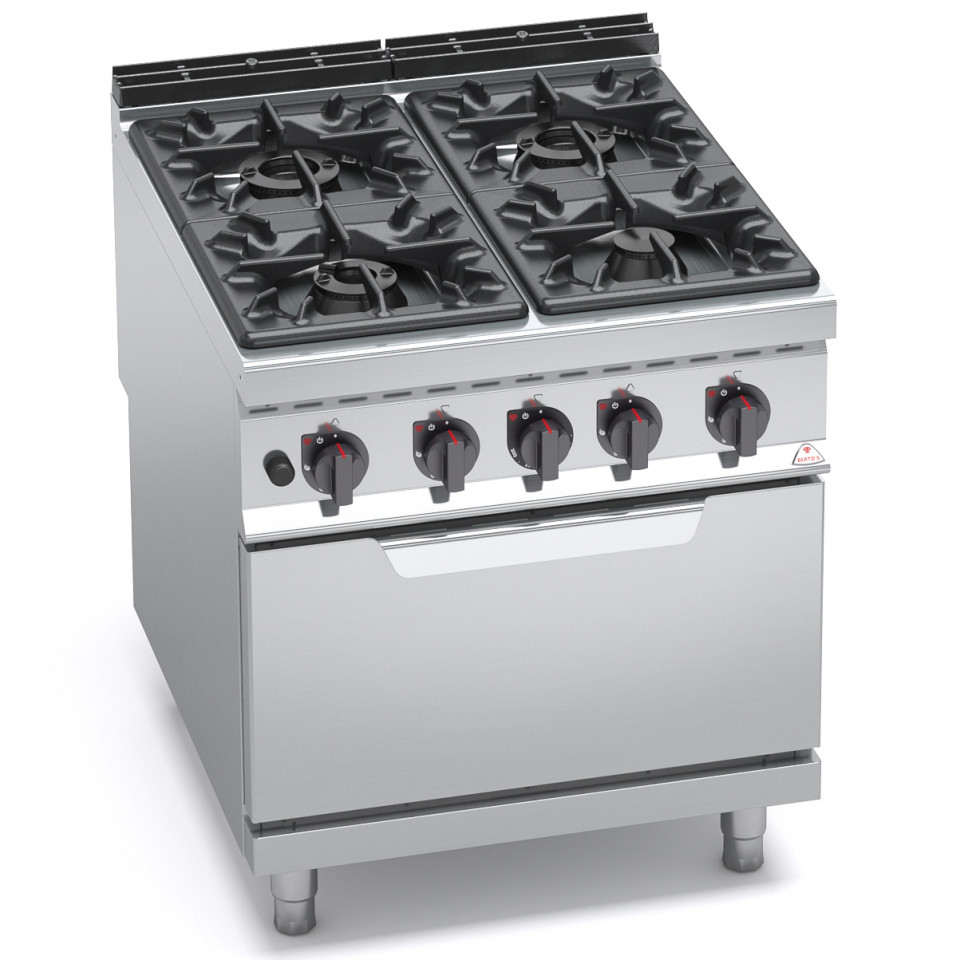 4 BURNER GAS COOKER ON 2/1 GAS OVEN - 20704000 - Commercial kitchens ...
