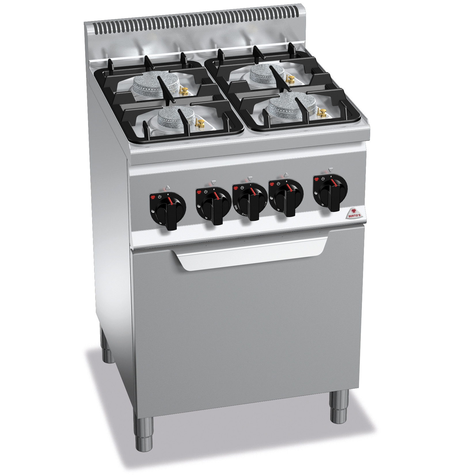 4 BURNER GAS COOKER ON 1/1 GAS OVEN - 21604100 - Commercial kitchens ...