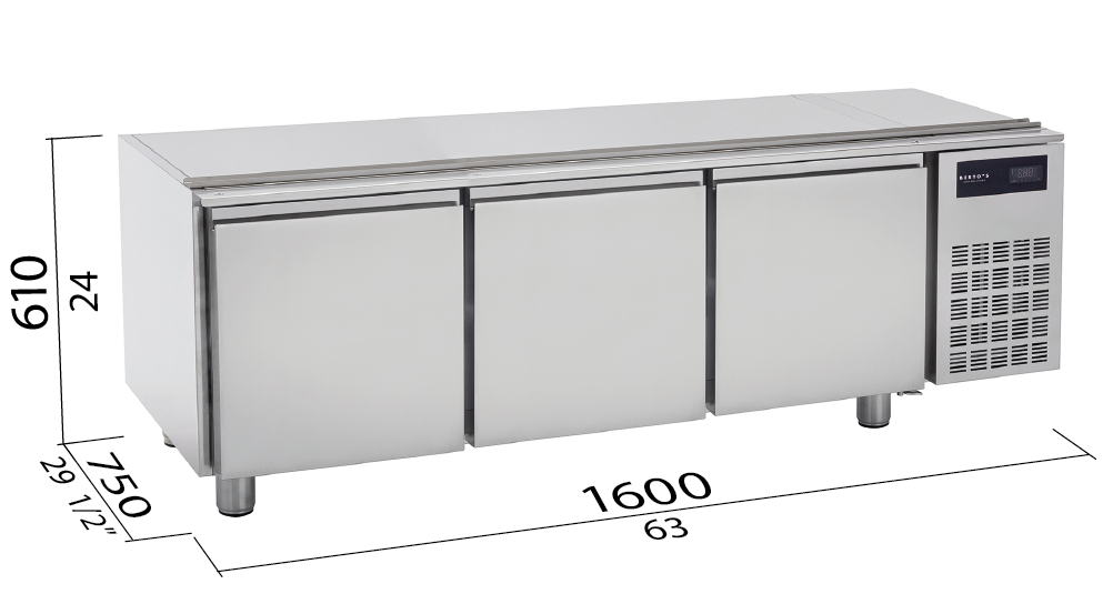 REFRIGERATED BASE 1600 - 3 DOORS - 13386500 - Commercial kitchens | Berto's