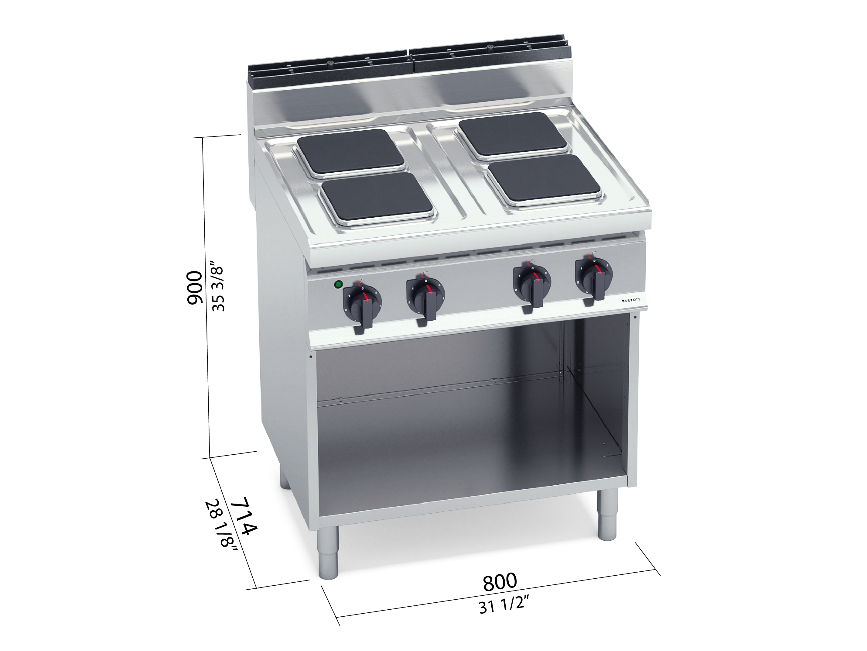 4 SQUARE PLATE ELECTRIC STOVE WITH CABINET - 18722600 - Commercial ...