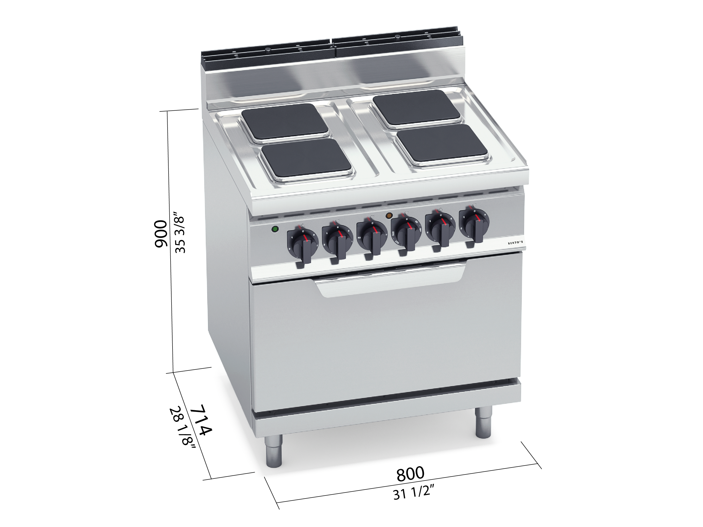 4 SQUARE PLATE ELECTRIC STOVE WITH 2/1 ELECTRIC OVEN - 18724500 ...