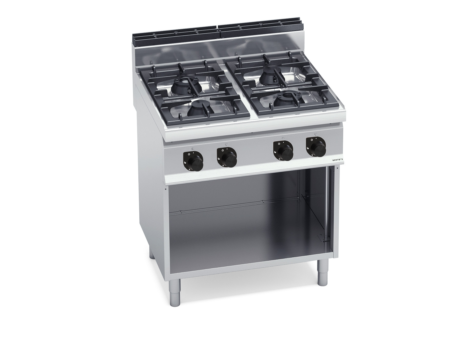 4-BURNER GAS STOVE WITH CABINET - 18702500 - Commercial kitchens | Berto's