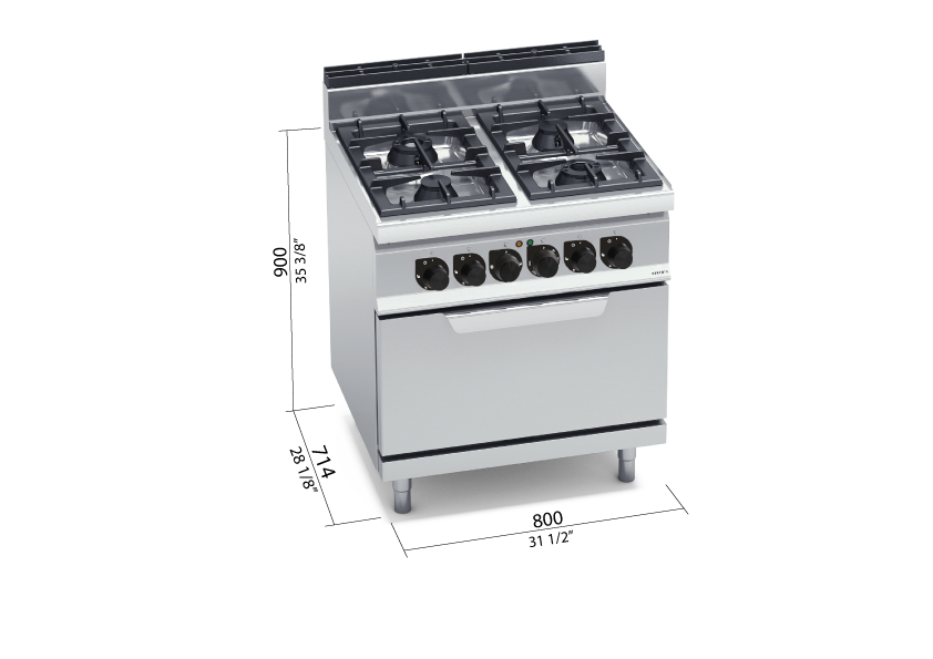4-BURNER STOVE WITH 2/1 ELECTRIC OVEN - 18705000 - Commercial kitchens ...