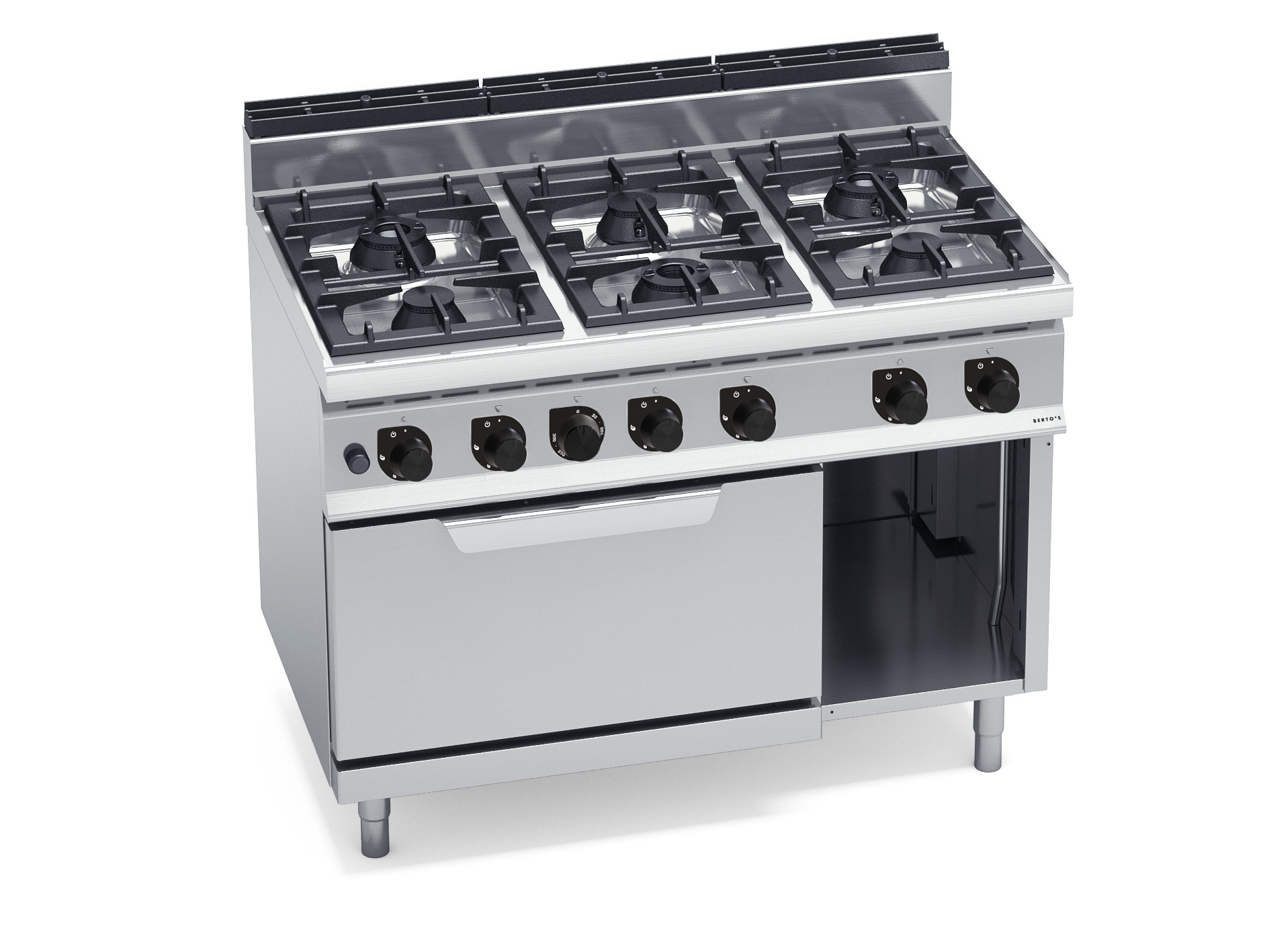 6-BURNER STOVE WITH 2/1 GAS OVEN - 18706000 - Commercial kitchens | Berto's