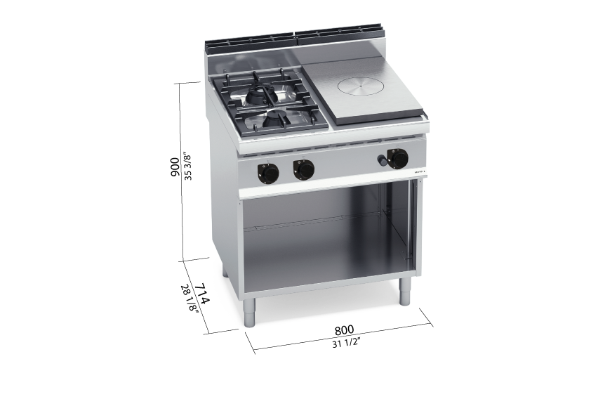 SOLID TOP + 2 OPEN BURNERS WITH CABINET - 18875000 - Commercial ...