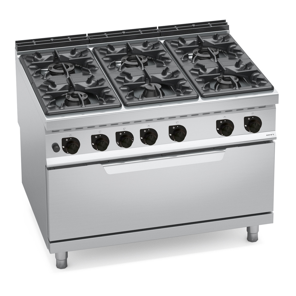 6 BURNER GAS COOKER ON LARGE GAS OVEN - 20706200 - Commercial kitchens ...